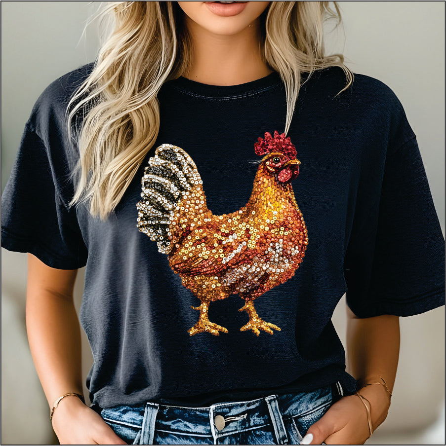 Faux Rhinestone Chicken DTF Transfer – Sweet Tee Transfers