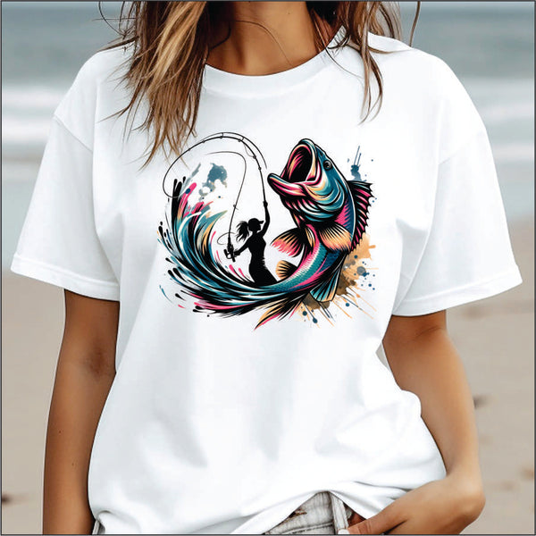 fishing girl DTF Transfer – Sweet Tee Transfers