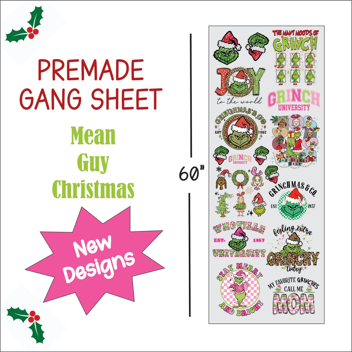 Mean Guy Christmas Gang Sheet – Sweet Tee Transfers
