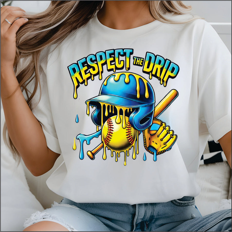 Respect the Drip Softball DTF Transfer – Sweet Tee Transfers