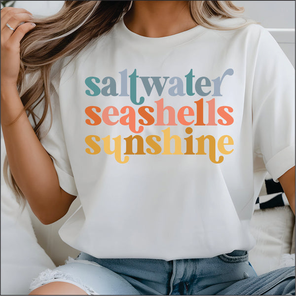 Saltwater, Seashells, Sunshine DTF Transfer – Sweet Tee Transfers